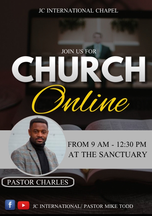 Online Church service flyer template | PosterMyWall