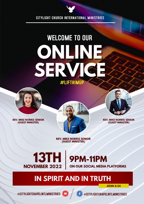 online church service flyer template | PosterMyWall