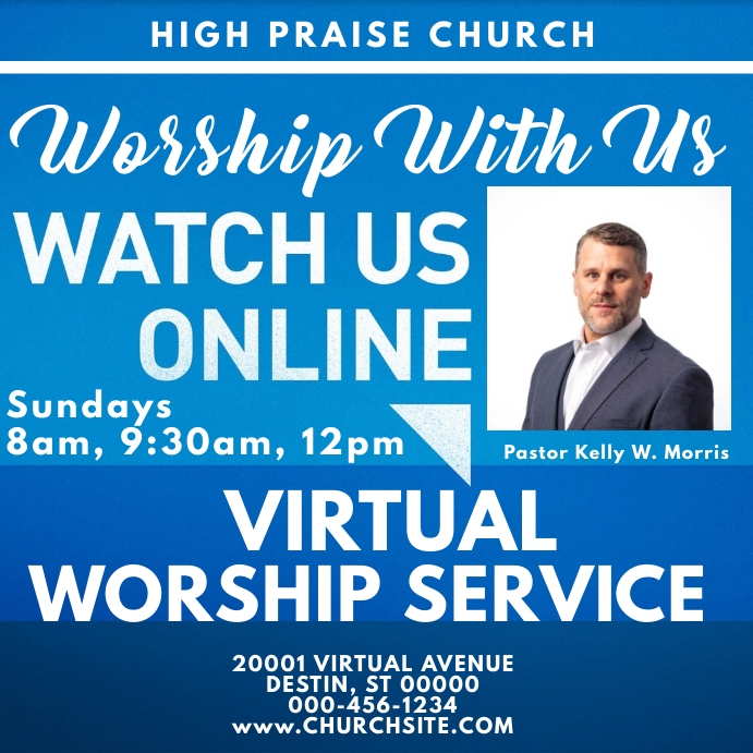 Online church worship service stream live Template | PosterMyWall
