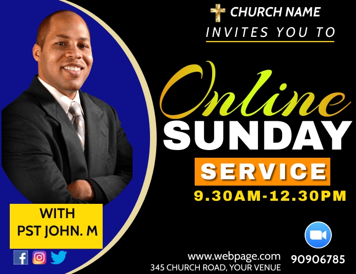 ONLINE CHURH SERVICE Template | PosterMyWall