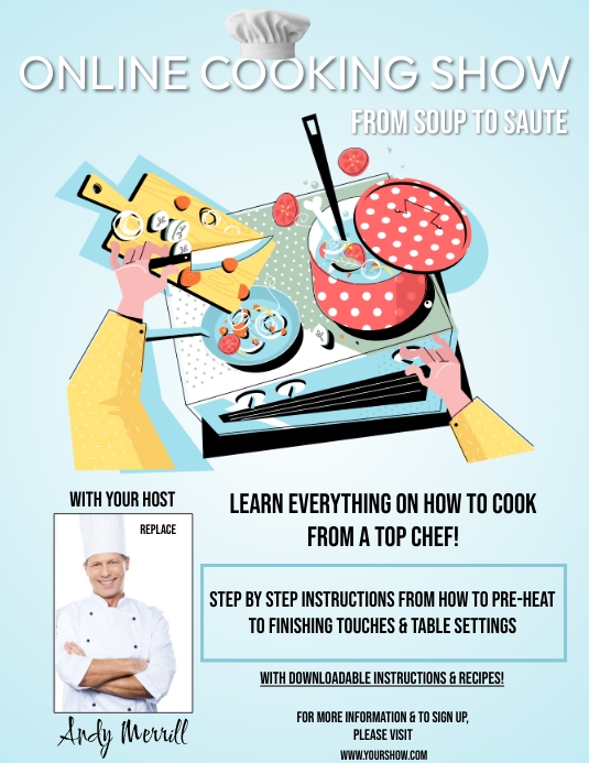 ONLINE COOKING SHOW Template | PosterMyWall