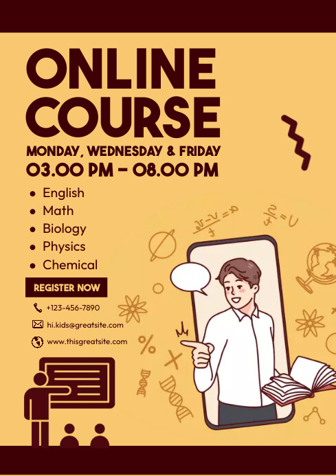 Online Course Cartoon Style Template | PosterMyWall