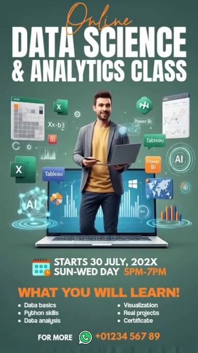 Online Data Science Class Instagram Reel Template | PosterMyWall