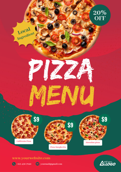 Modèle Online Editable Pizza Menu Flyer Template | PosterMyWall