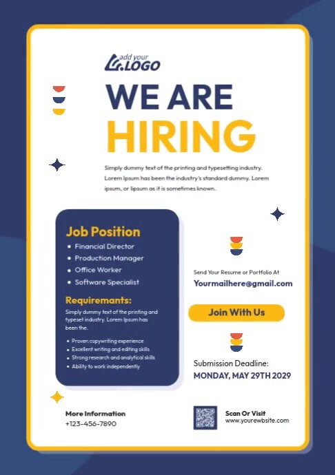 Online Editable We Are Hiring Template | PosterMyWall