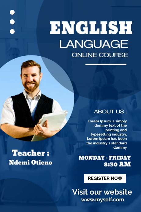 Online English language course poster templat Template | PosterMyWall
