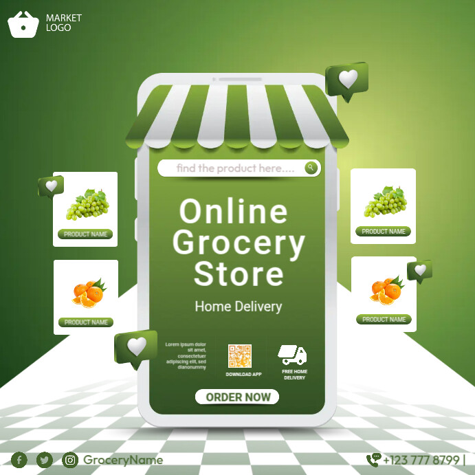 Online Grocery Ads Template | PosterMyWall