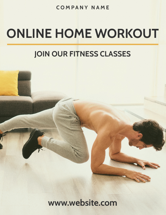 online home workout flyer advertisement Template | PosterMyWall