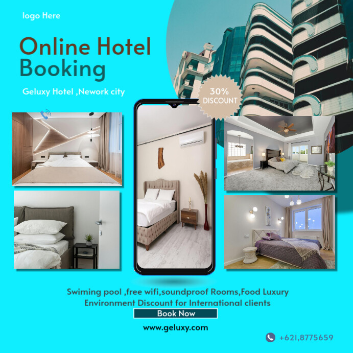 Online hotel booking Facebook and Instagram post adz Room Booking ...