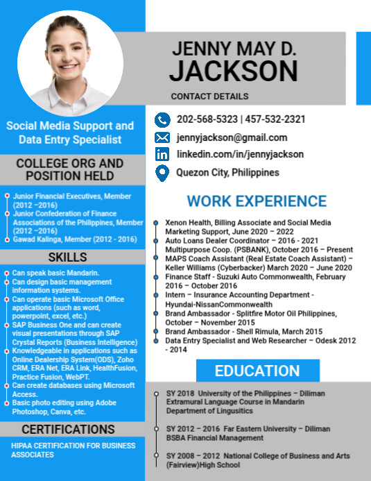 Online Job Resume Template | PosterMyWall