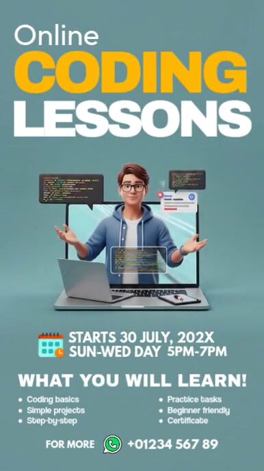 Online Kids Coding Instagram Reel Template | PosterMyWall