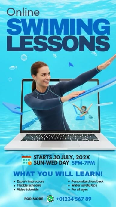 Online Kids Swimming Digital Display (9:16) Template | PosterMyWall