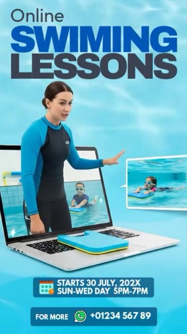 Online Kids Swimming Instagram Story Template | PosterMyWall
