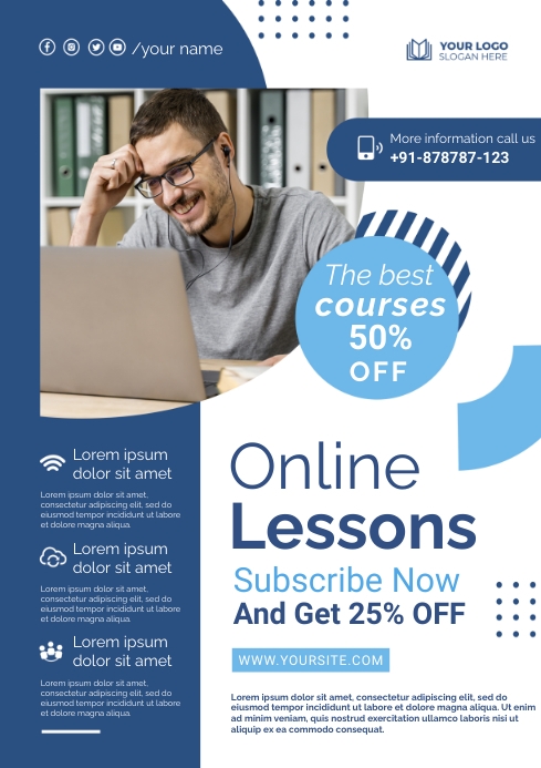 ONLINE LESSONS TEMPLATE | PosterMyWall