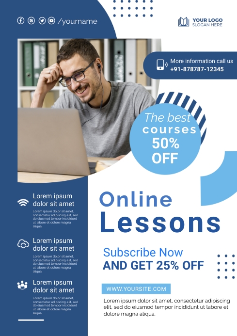 ONLINE LESSONS TEMPLATE | PosterMyWall