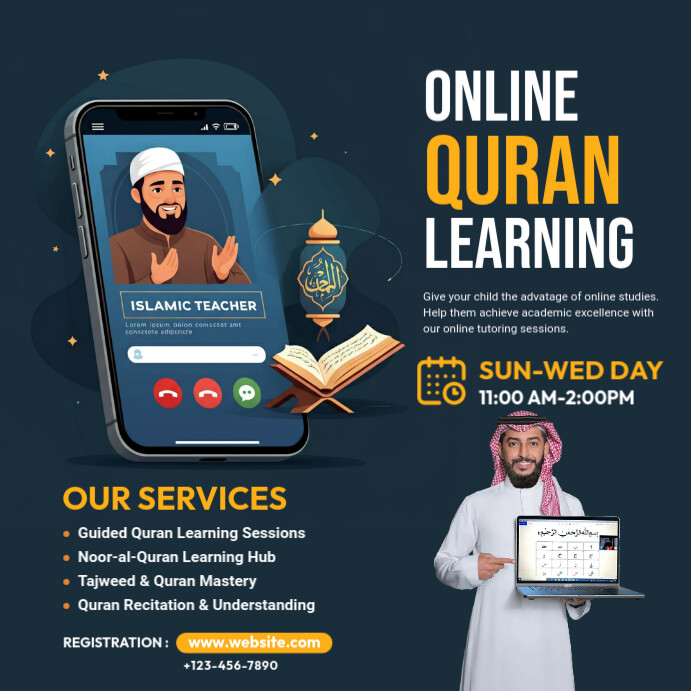 online Quran lesson ad template | PosterMyWall