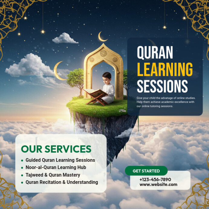 online Quran lesson ad template | PosterMyWall
