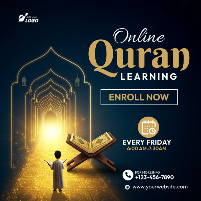 online Quran lesson ad template | PosterMyWall