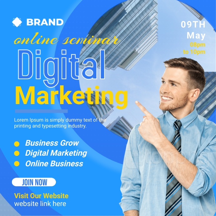 Online Seminar Degital Marketing Poster AD Template | PosterMyWall