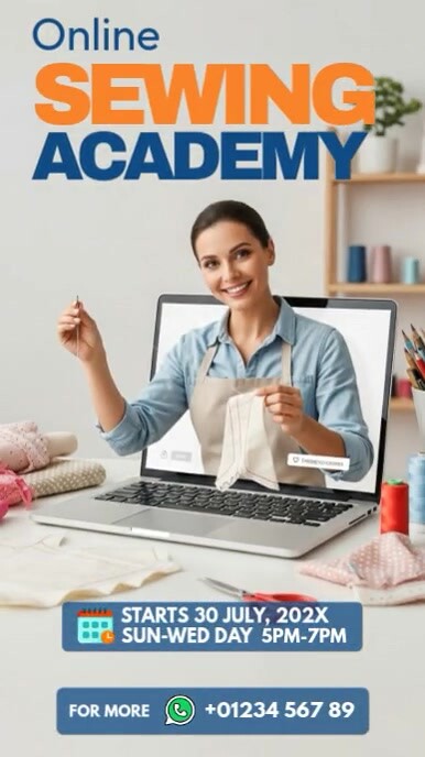 Online Sewing Classes Template | PosterMyWall