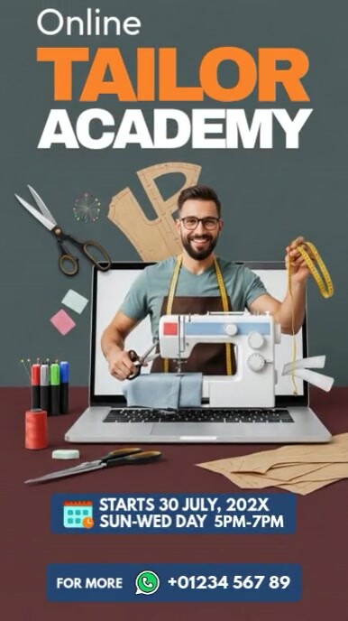 Online Sewing Classes Template | PosterMyWall