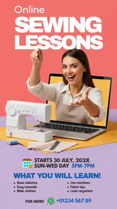 Online Sewing Classes Instagram Reel Template | PosterMyWall