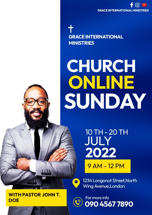 ONLINE SUNDAY SERVICE Template | PosterMyWall