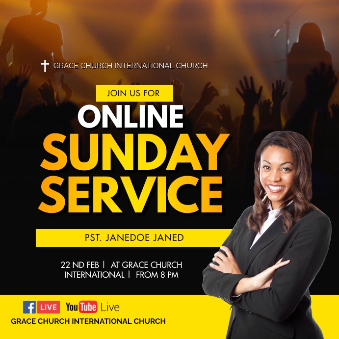 ONLINE SUNDAY SERVICE FLYER Template | PosterMyWall
