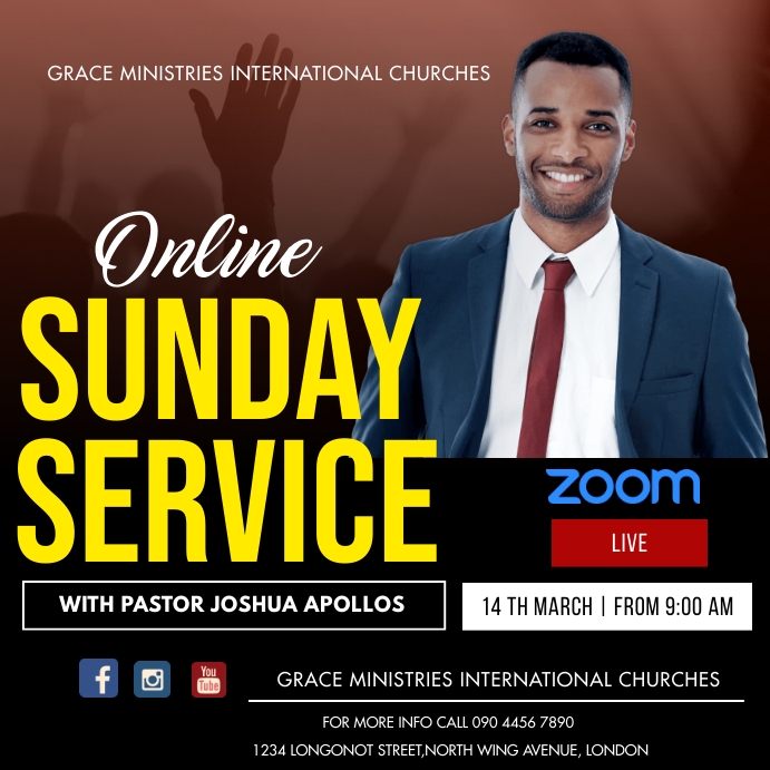 ONLINE SUNDAY SERVICE FLYER Template | PosterMyWall