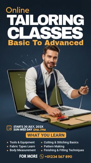online tailoring classes Template | PosterMyWall