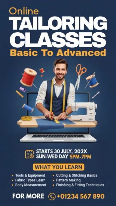 Copy of online tailoring classes | PosterMyWall