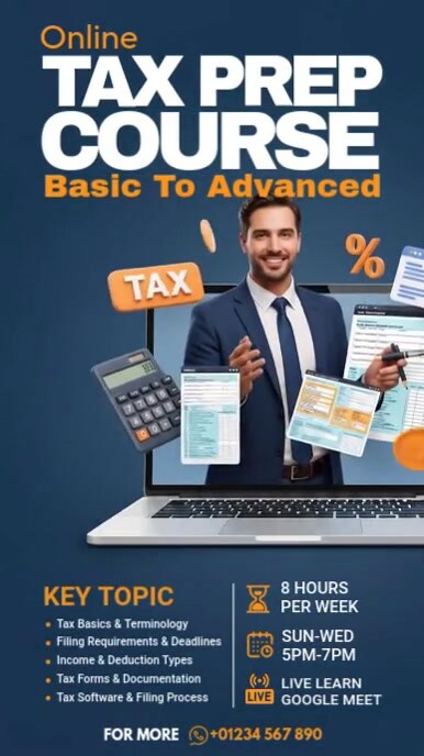 online tax prep course Template | PosterMyWall
