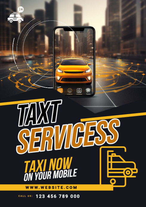 Online Taxi Services Ad Template | PosterMyWall