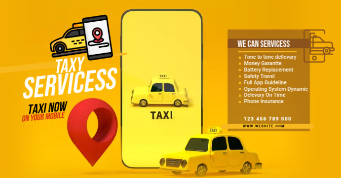 Online Taxi Services Ad Template | PosterMyWall