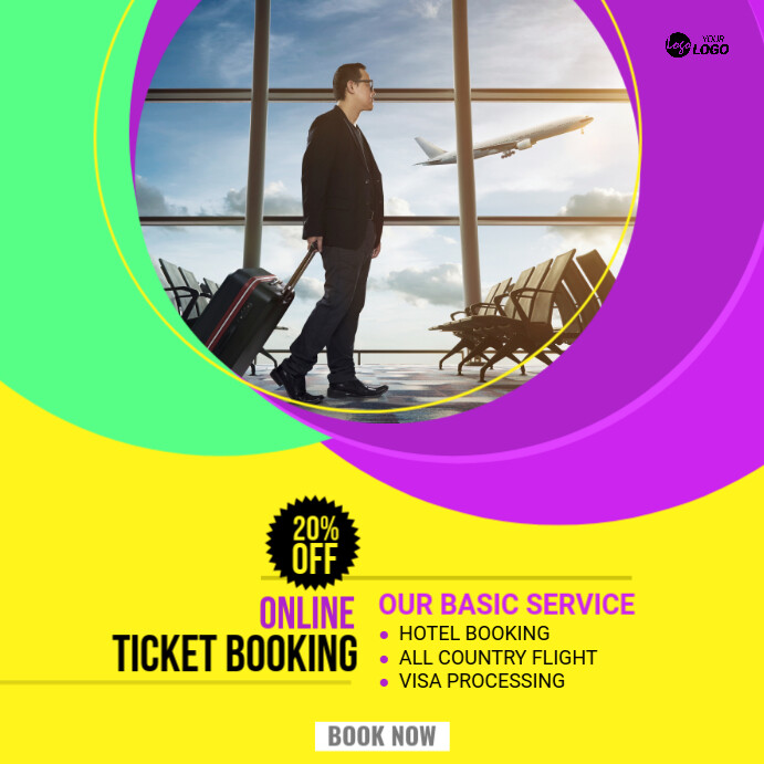 Online Ticket Booking Ad Template | PosterMyWall