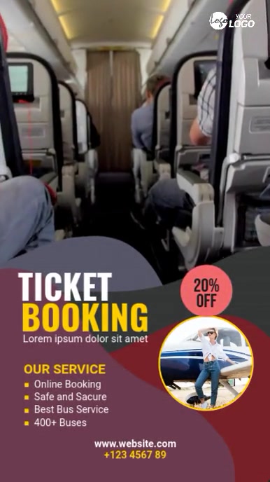 Online Ticket Booking Service Banner Ad Template | PosterMyWall