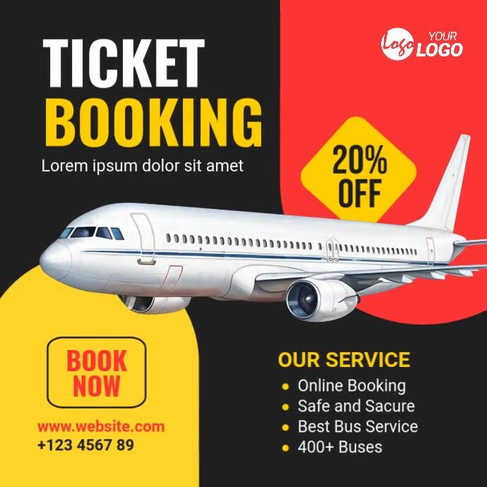 Online Ticket Booking Service Banner Ad Template | PosterMyWall