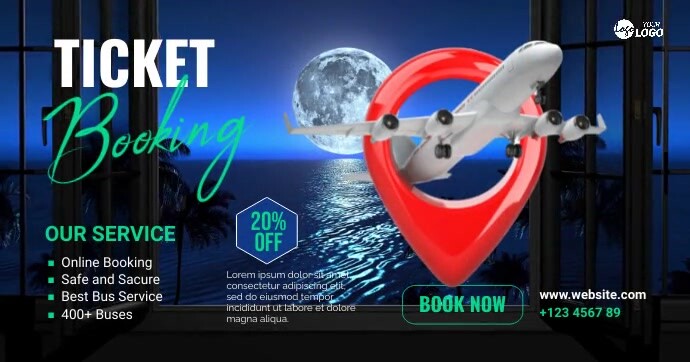Plantilla de Online Ticket Booking Service Banner Ad | PosterMyWall