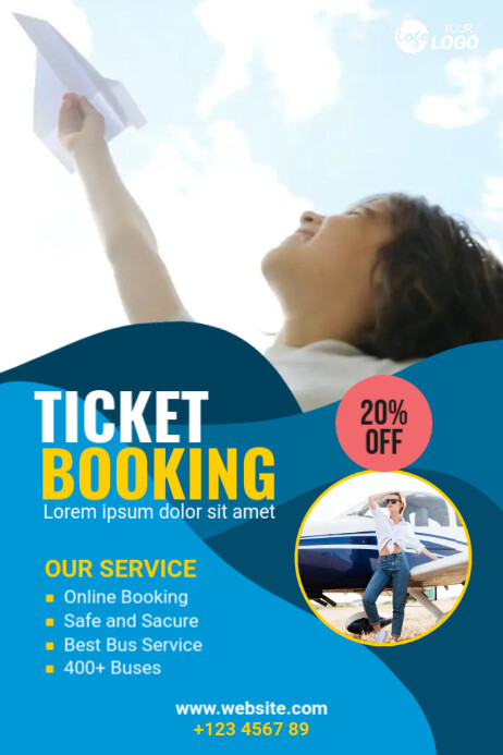 Online Ticket Booking Service Banner Ad Template | PosterMyWall