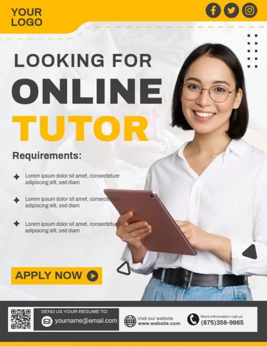 Copy of Online Tutor Hiring | PosterMyWall
