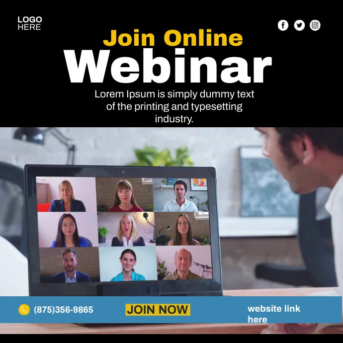 Online Webinar Ads Template | PosterMyWall