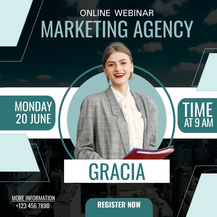 ONLINE WEBINER MARKETING AGENCY Template | PosterMyWall