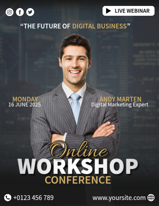 Online Workshop Conference Template | PosterMyWall