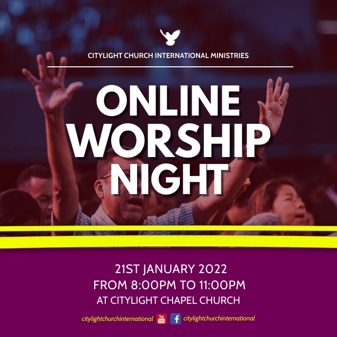 online worship night flyer template | PosterMyWall