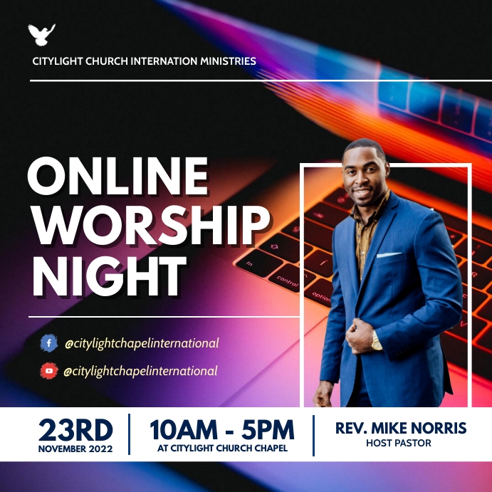 online worship night flyer template | PosterMyWall