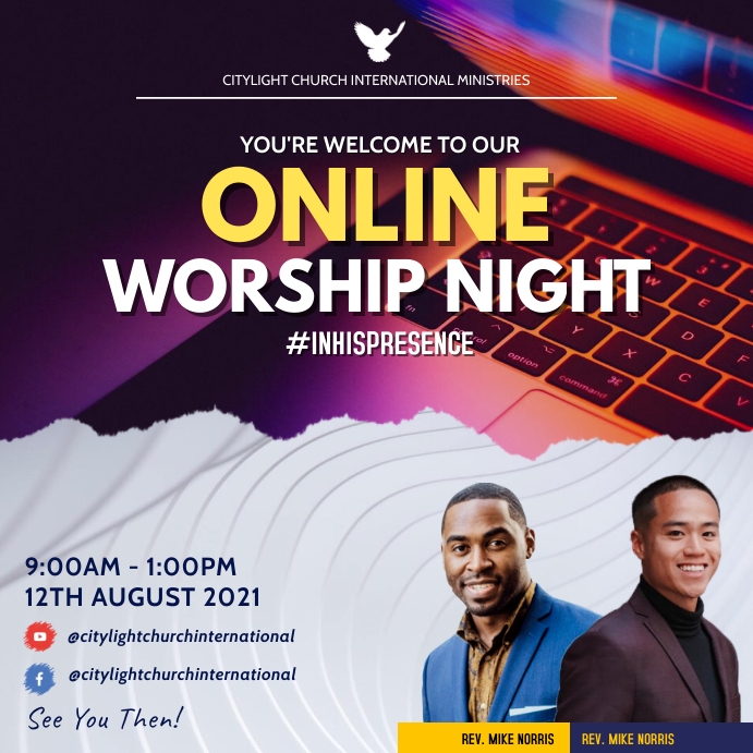 online worship night flyer template | PosterMyWall