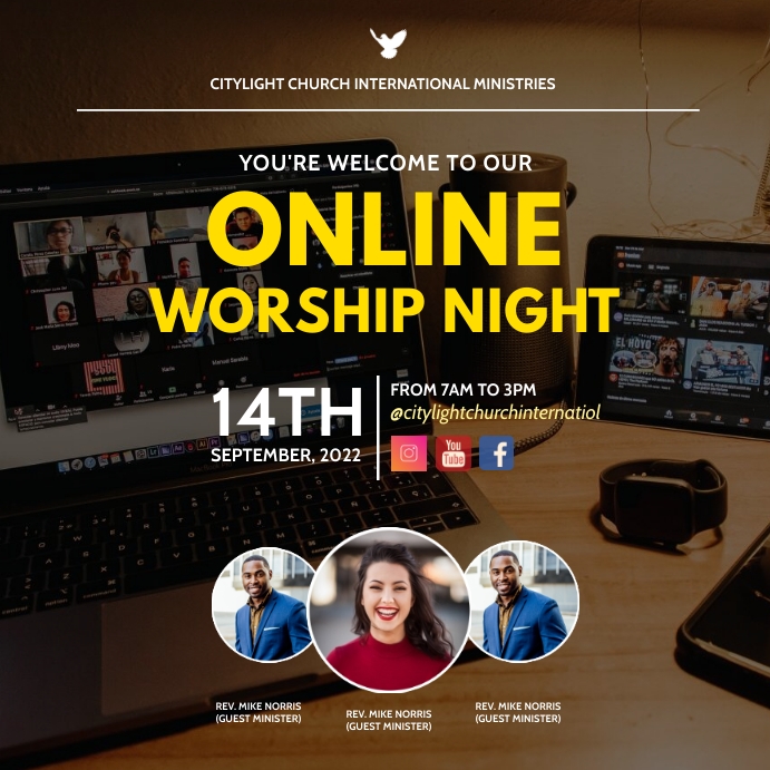 online worship night flyer template | PosterMyWall