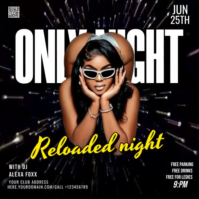 Plantilla de Only night Reloaded night | PosterMyWall