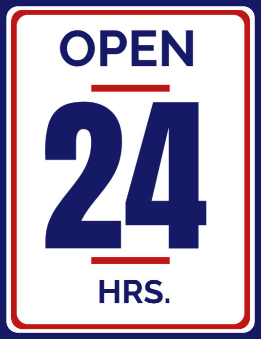 Open 24 Hours Sign Template Flyer | PosterMyWall