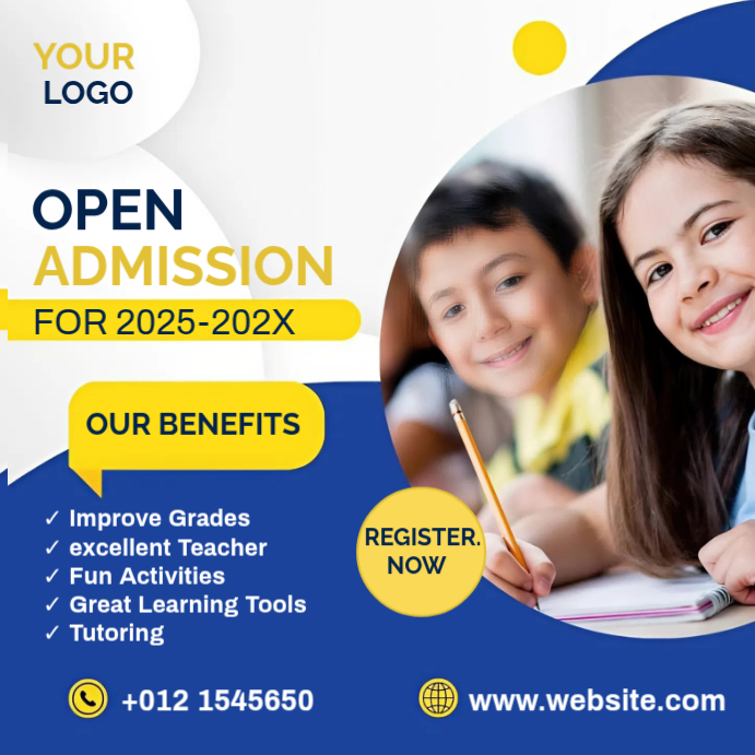 Open Enrollment Now: Modern College & School Admission Flyer/Poster ...
